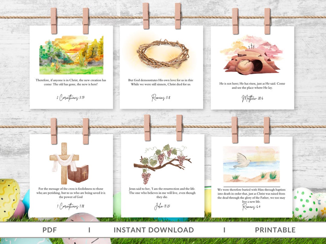 16 Printable Easter Bible Verse Cards, Christian Scripture Printables ...
