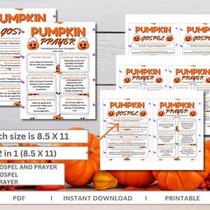 Pumpkin Prayer and Gospel Printable, Christian Fall Activity, Bible ...