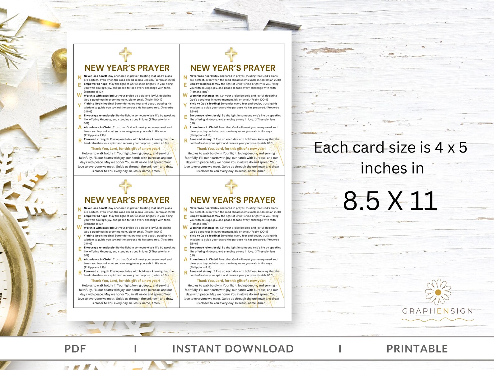 New Year Prayer Card, Bible Verse Digital Download, 4x5 Christian ...