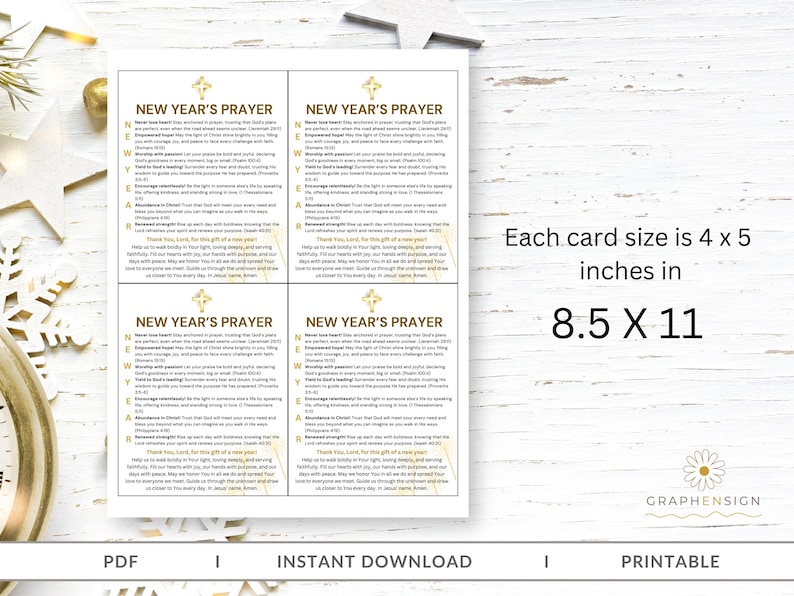 New Year Prayer Card, Bible Verse Digital Download, 4x5 Christian ...