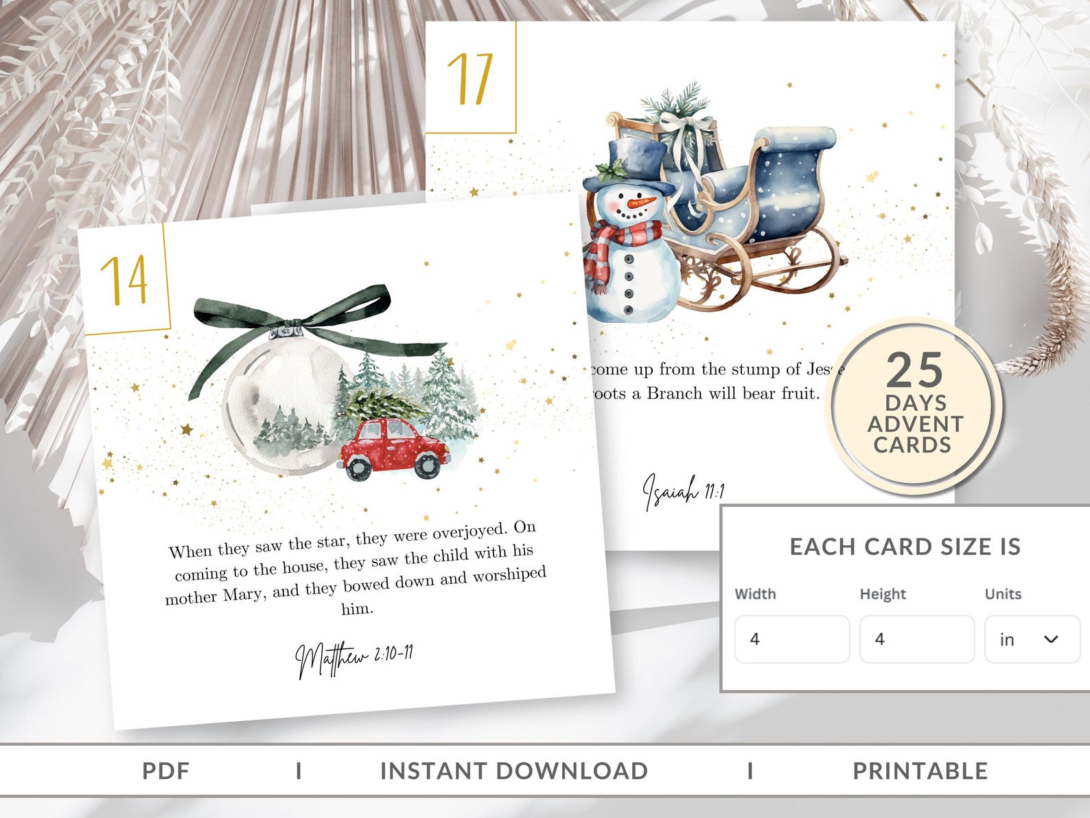 25 Advent Scripture Cards, Bible Verse Christmas Countdown, Advent ...