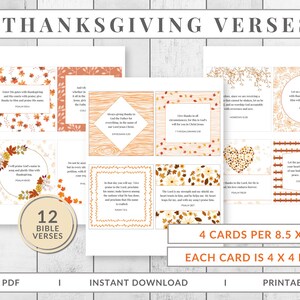 Thanksgiving Printable Scripture Cards, Instant Download, 12 Bible ...