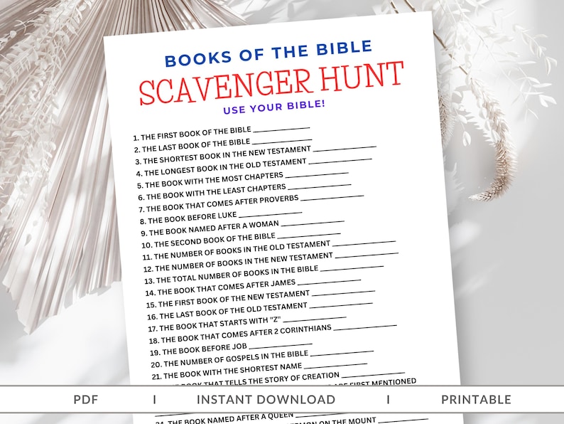 Bible Scavenger Hunt Game: Printable Sunday School Activity (PDF) - Etsy