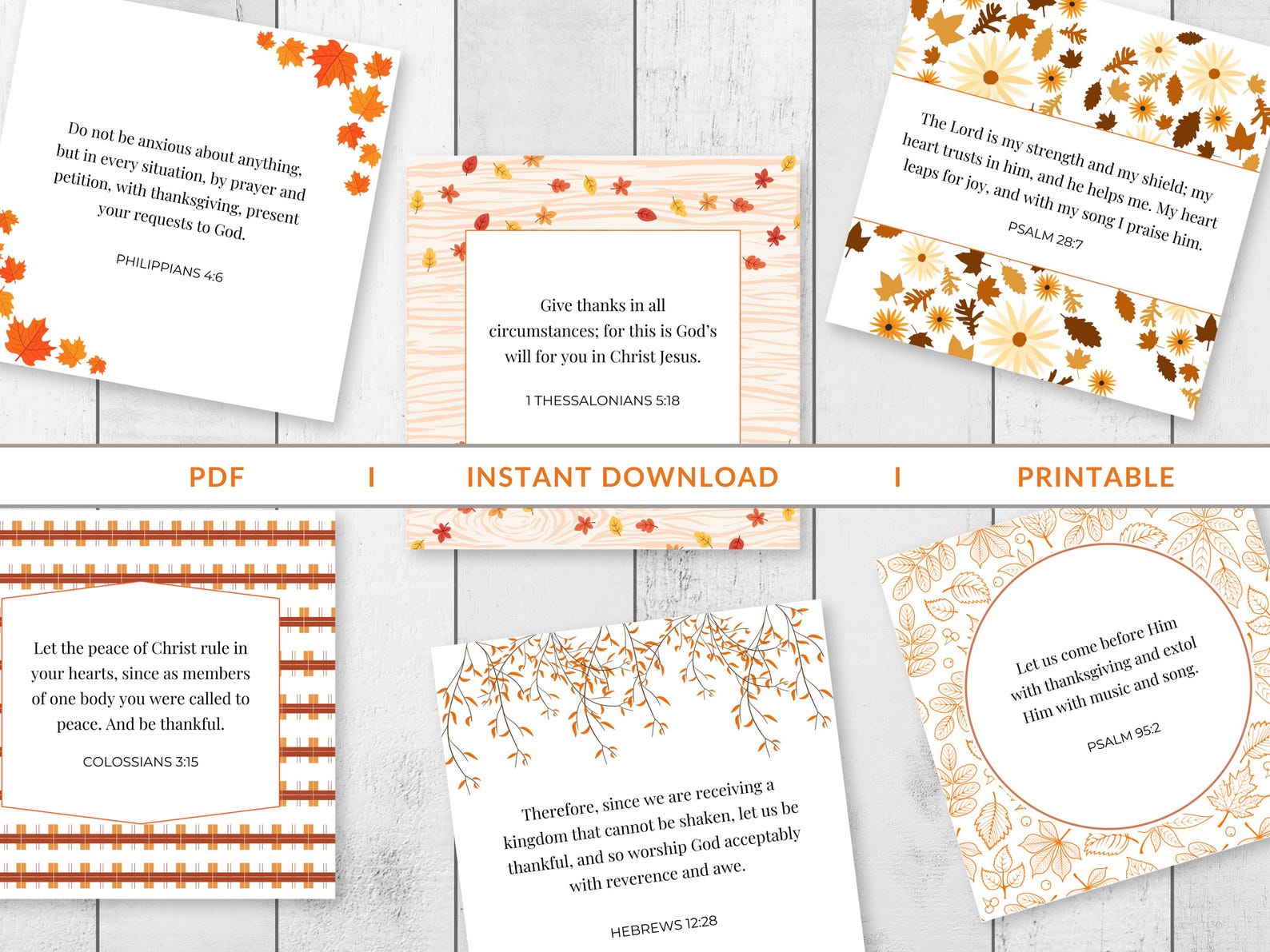 Thanksgiving Printable Scripture Cards, Instant Download, 12 Bible ...