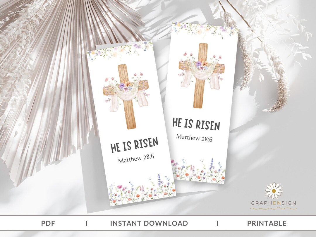 He is Risen Easter Printable Tag, Christian Easter Gift Tag, Easter ...