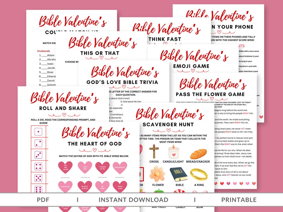 Bible Valentine's Day Games Bundle, Christian Printable Party Games ...
