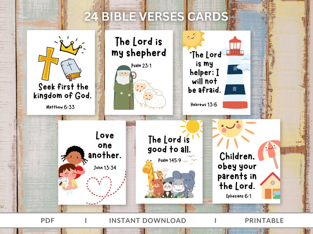 Bible Verse Cards for Kids Printable | Christian Scripture Cards ...