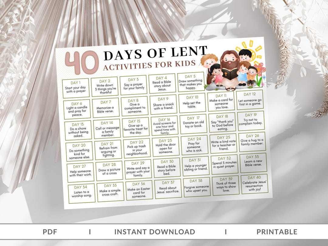 40 Days of Lent Countdown | Christian Kids Lenten Activities ...