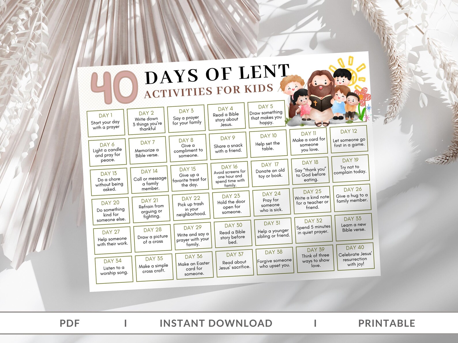 40 Days of Lent Countdown | Christian Kids Lenten Activities ...