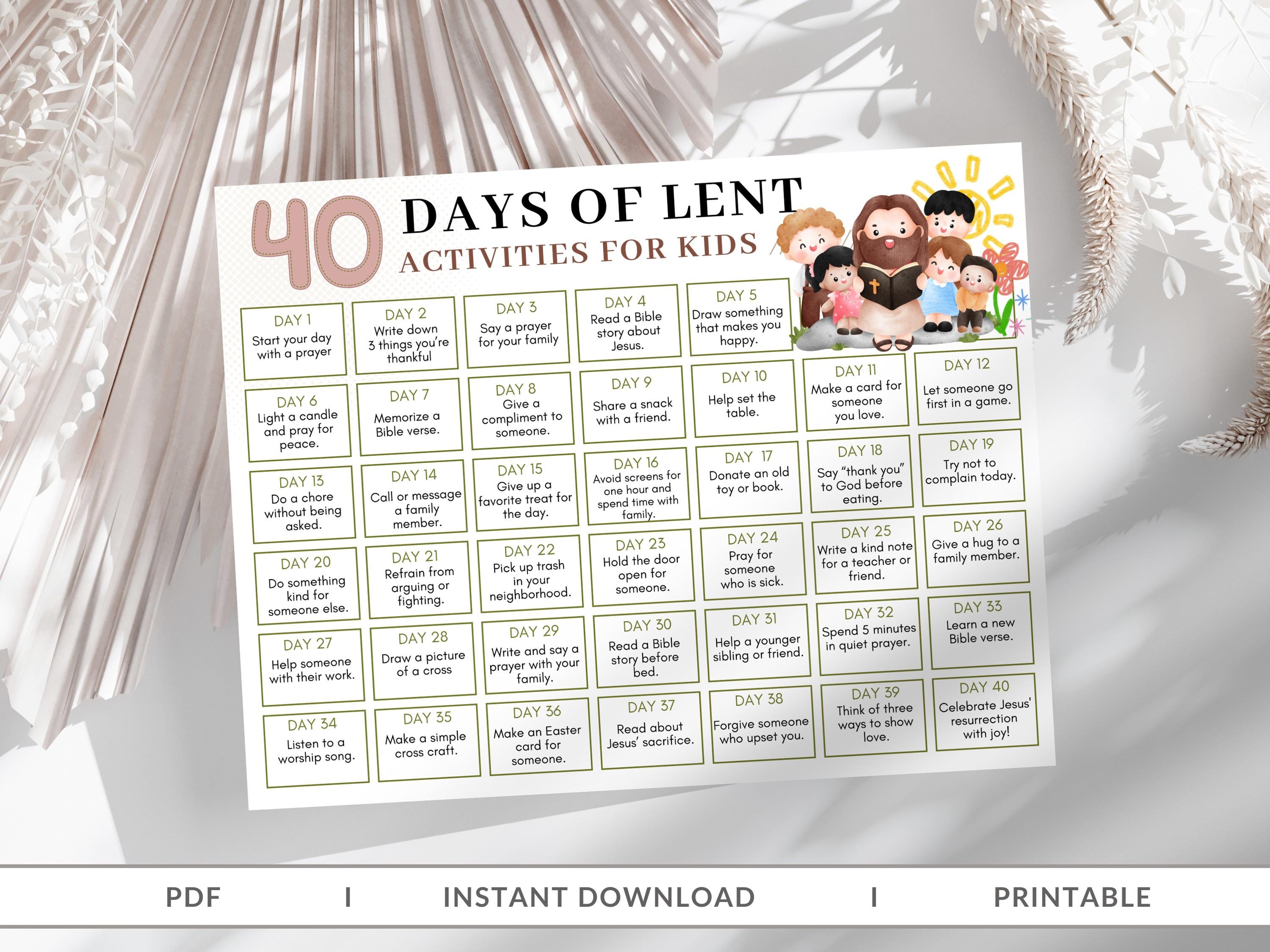 40 Days of Lent Countdown | Christian Kids Lenten Activities ...