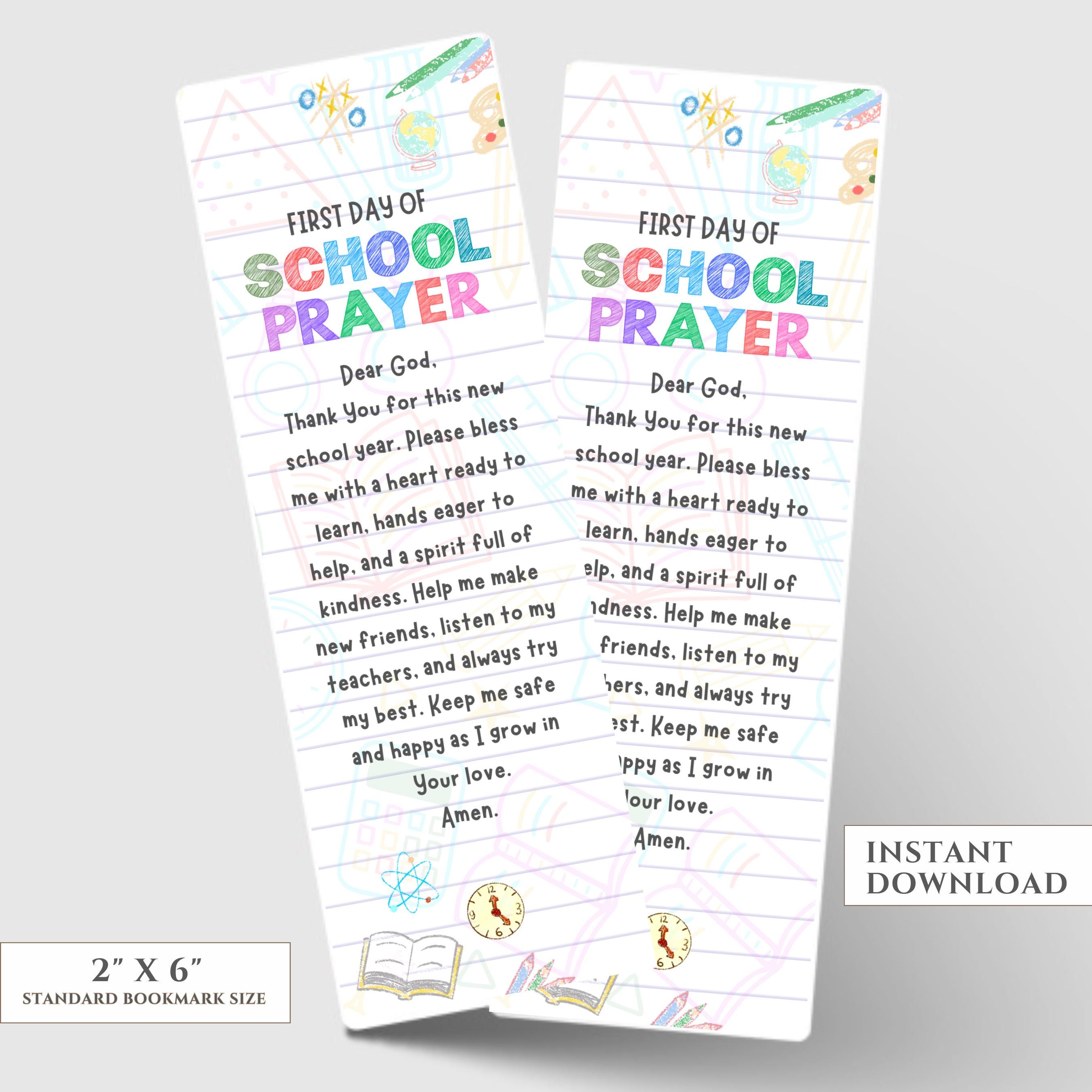 First Day of School Prayer Bookmark, Christian Back-to-school Gift for ...