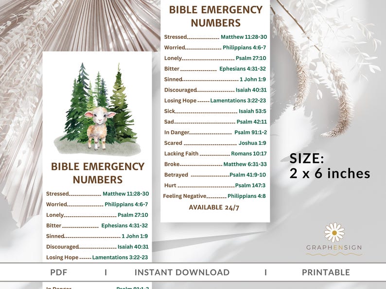 Bible Emergency Scripture Bookmarks: Christian Gift (digital Printable ...