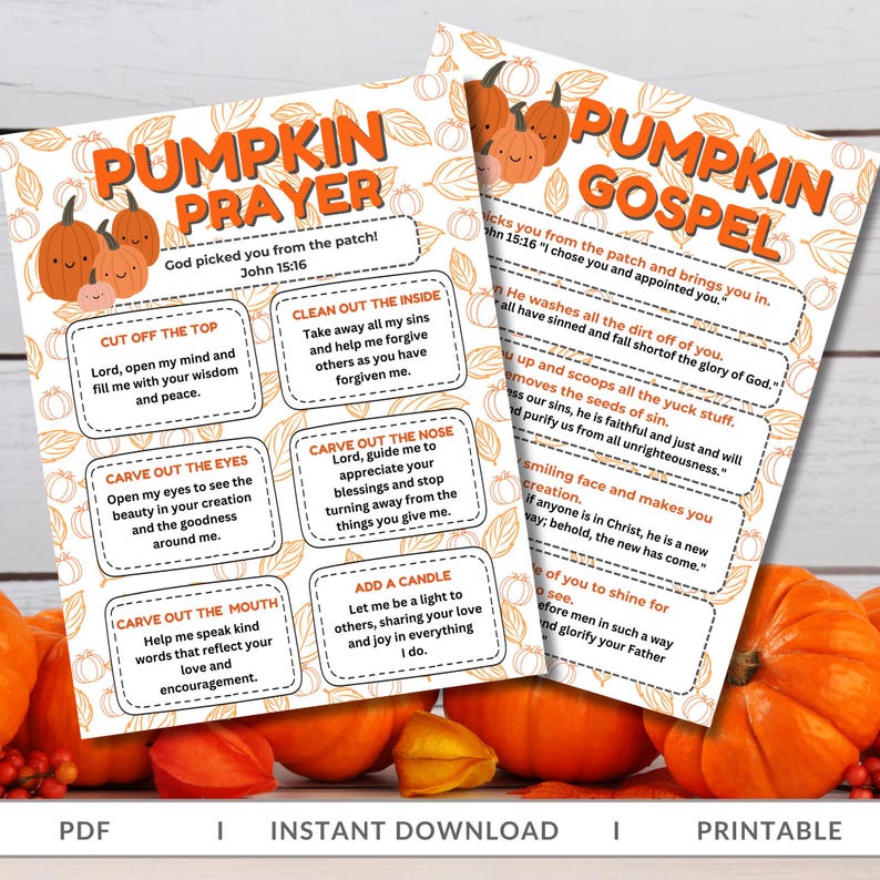 Pumpkin Prayer and Gospel Printable | Christian Fall Activity | Bible ...