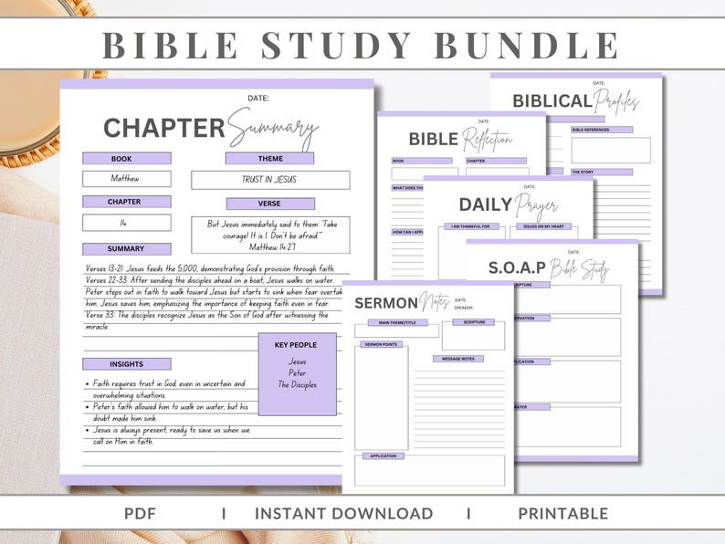 Printable Bible Study Journal Bundle: SOAP, Chapter Summary (digital ...