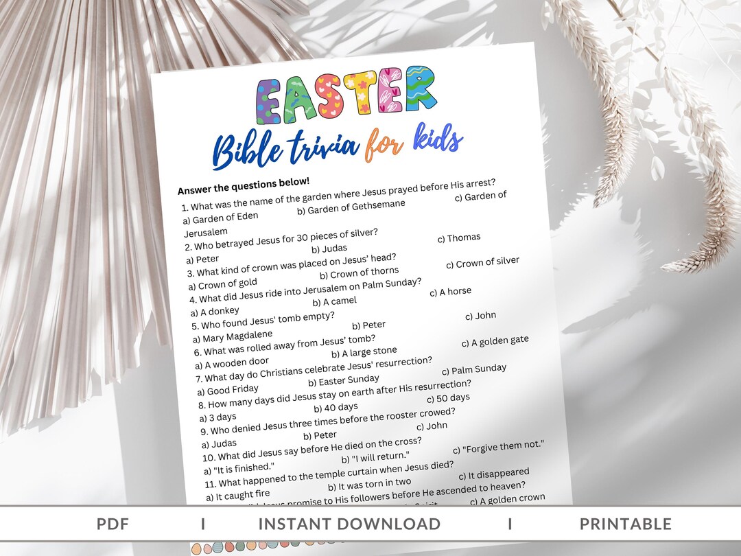 Easter Bible Trivia Game for Kids – Christian Printable Activity ...