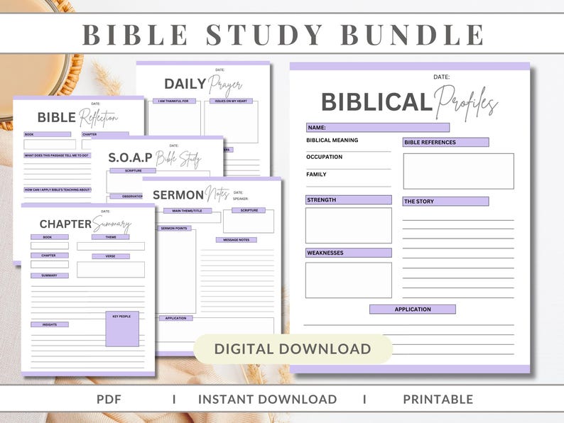 Printable Bible Study Journal Bundle: SOAP, Chapter Summary (digital ...
