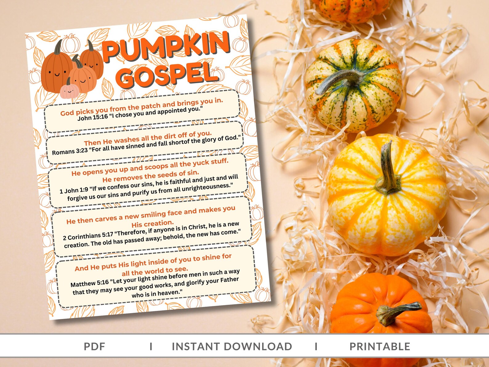 Pumpkin Prayer and Gospel Printable | Christian Fall Activity | Bible ...