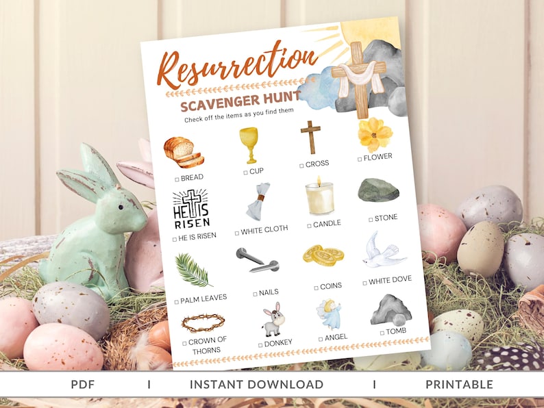 Bible Easter Scavenger Hunt, Resurrection Scavenger Hunt Printable ...