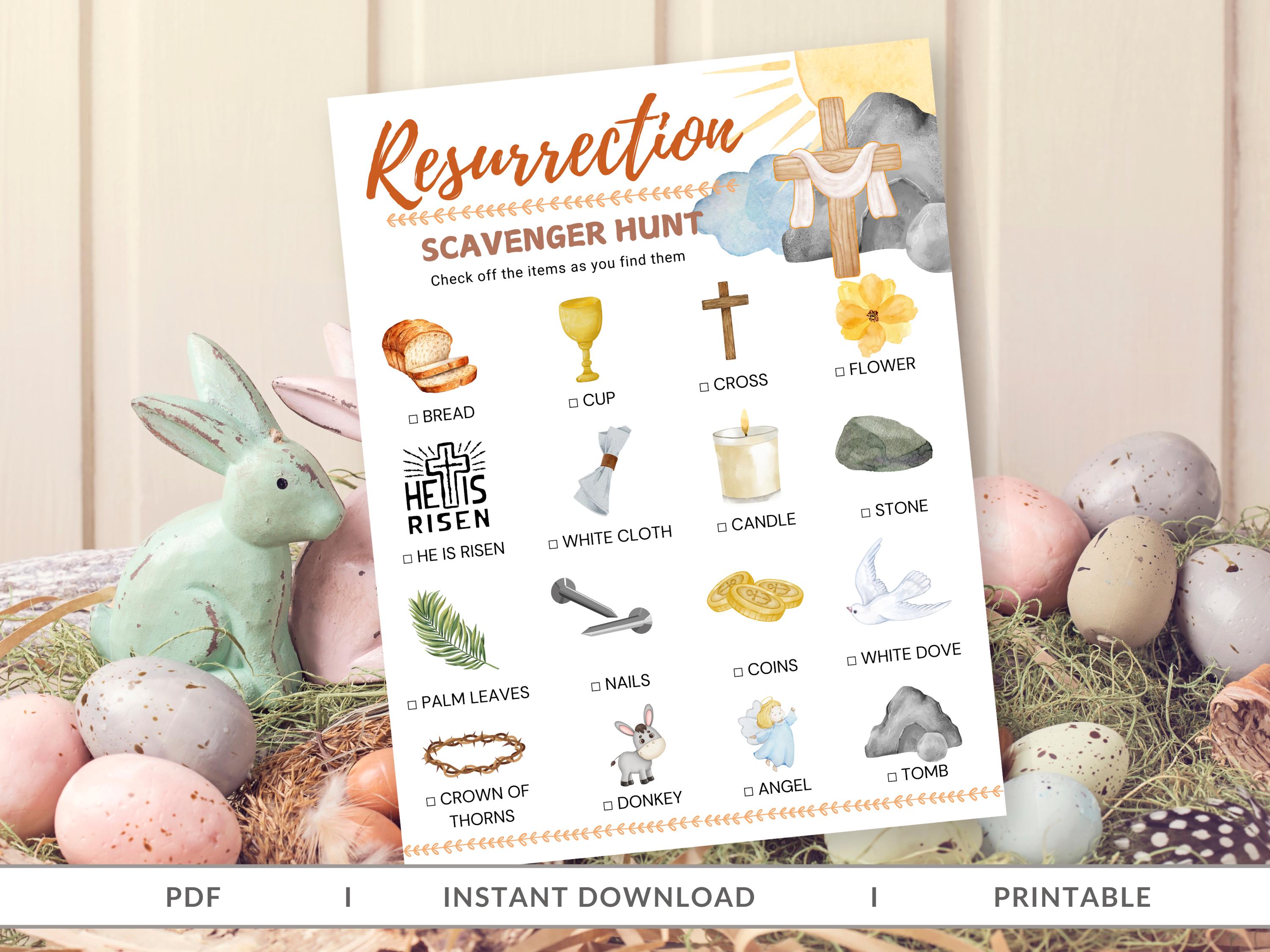Bible Easter Scavenger Hunt, Resurrection Scavenger Hunt Printable ...