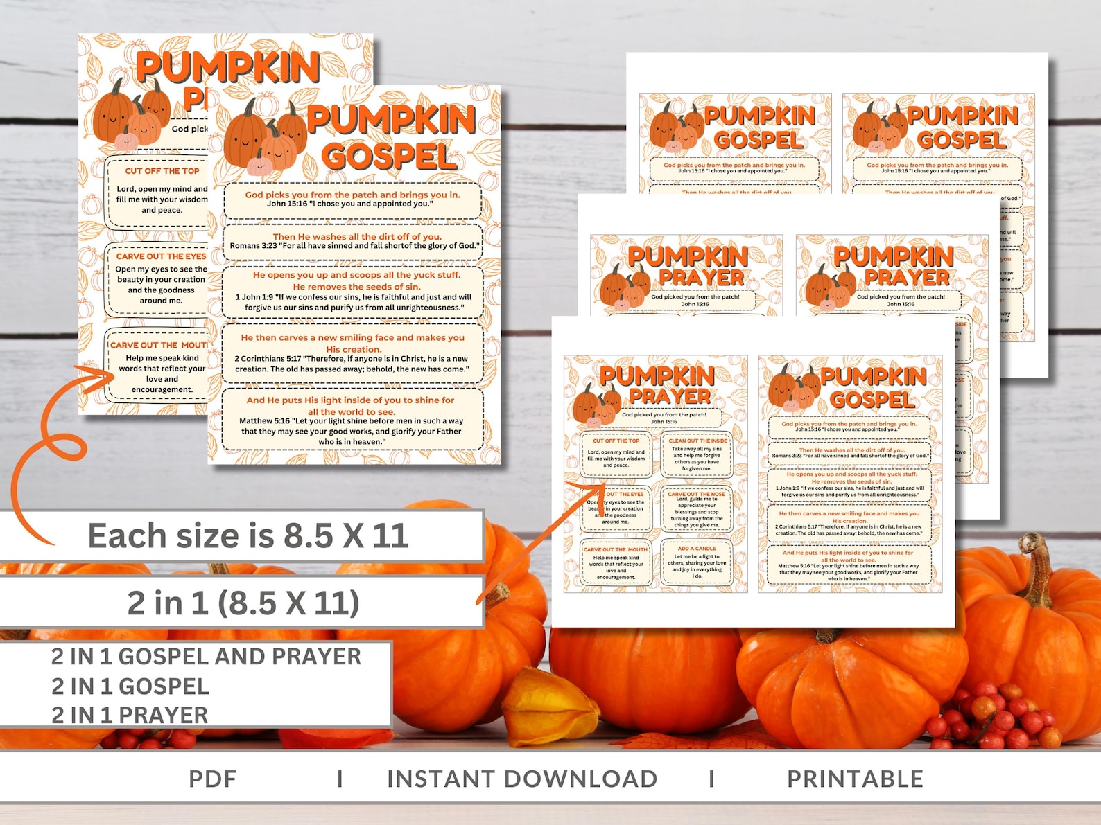 Pumpkin Prayer and Gospel Printable | Christian Fall Activity | Bible ...