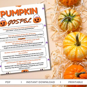 Pumpkin Prayer and Gospel Printable, Christian Fall Activity, Bible ...