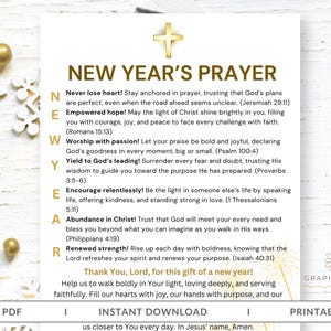 New Year Prayer Card, Bible Verse Digital Download, 4x5 Christian ...