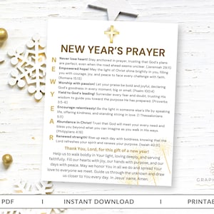 New Year Prayer Card, Bible Verse Digital Download, 4x5 Christian ...