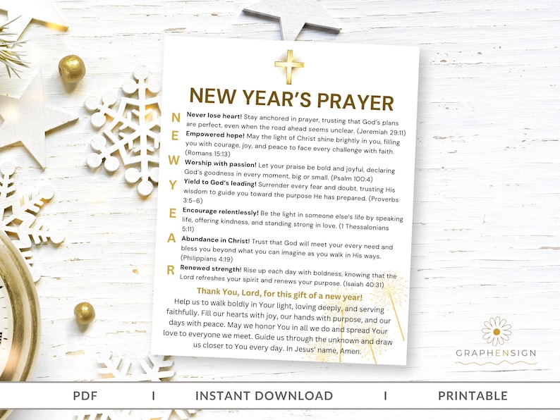 New Year Prayer Card, Bible Verse Digital Download, 4x5 Christian ...
