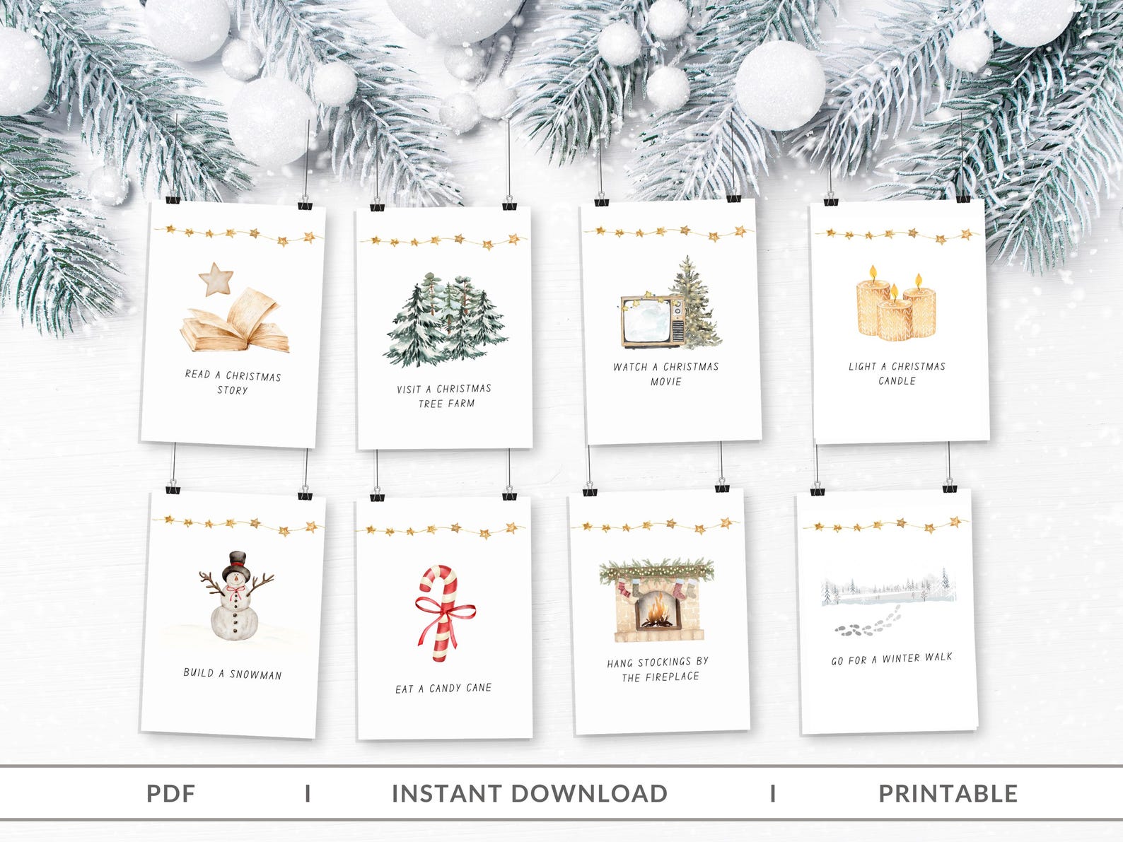 36 Christmas Advent Calendar Activity Cards Printable, 36 Advent ...