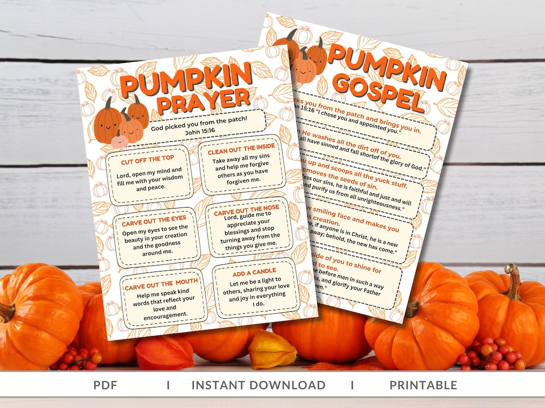 Pumpkin Prayer and Gospel Printable | Christian Fall Activity | Bible ...