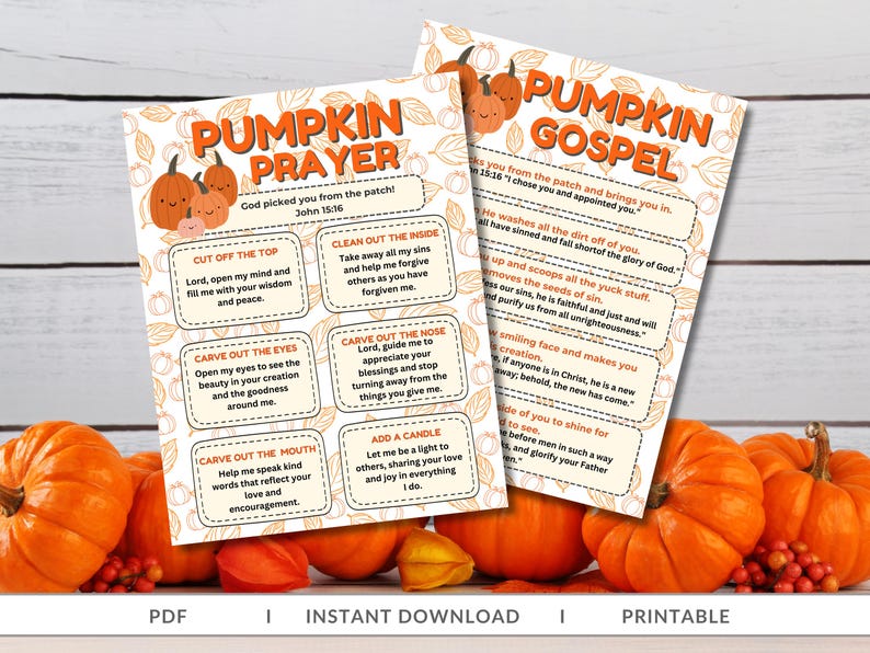 Pumpkin Prayer and Gospel Printable | Christian Fall Activity | Bible ...