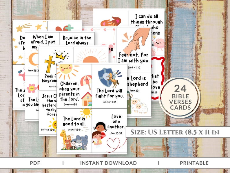 Bible Verse Cards for Kids Printable | Christian Scripture Cards ...