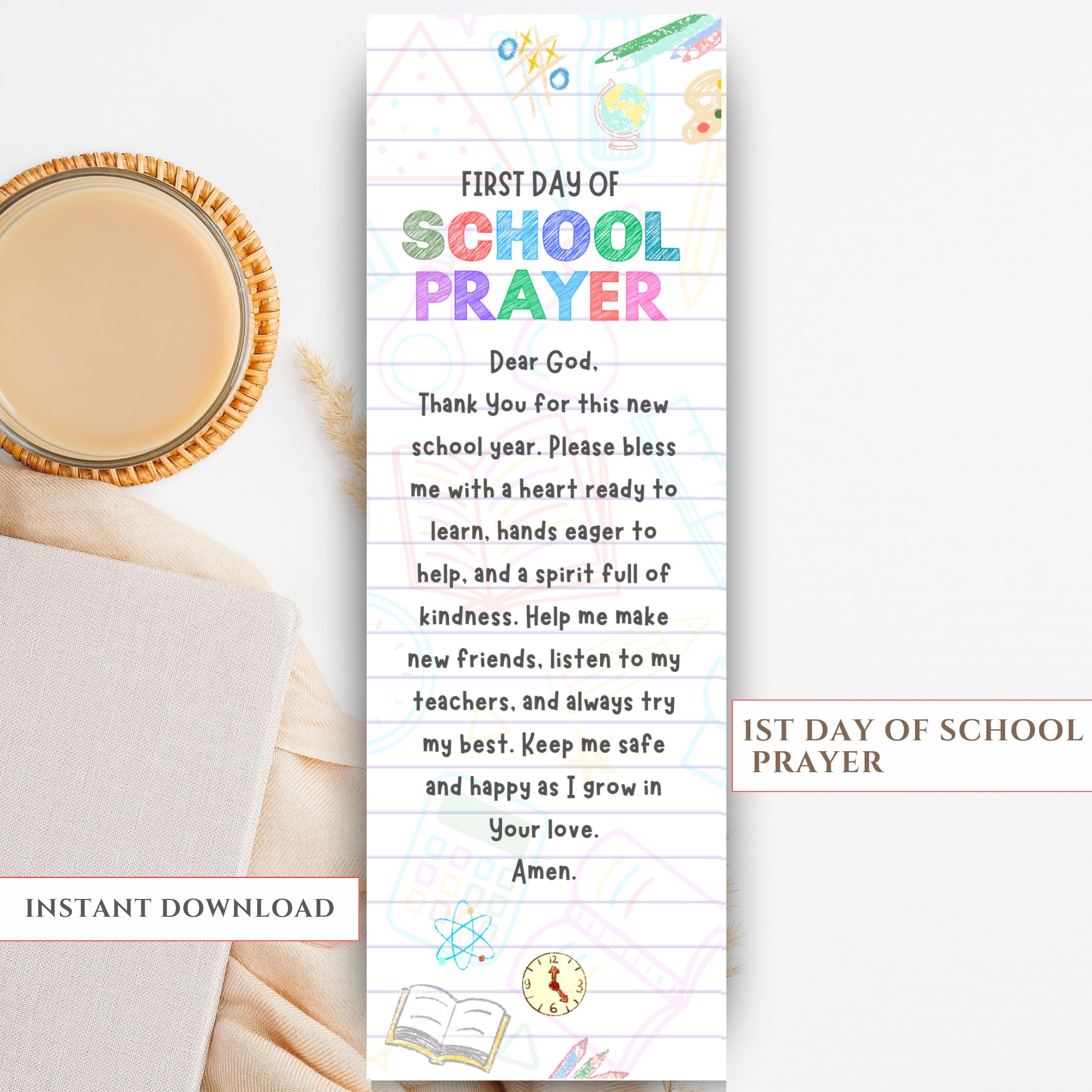 First Day of School Prayer Bookmark: Christian Gift (instant Download ...