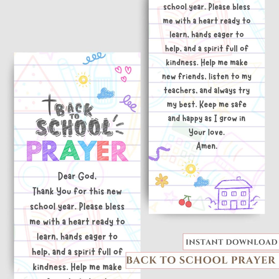 First Day of School Prayer Bookmark: Christian Gift (instant Download ...