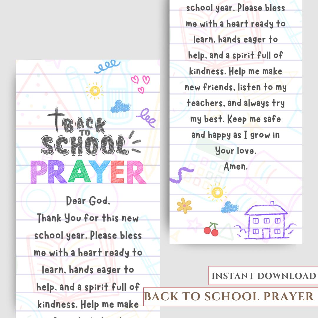 First Day of School Prayer Bookmark: Christian Gift (instant Download ...