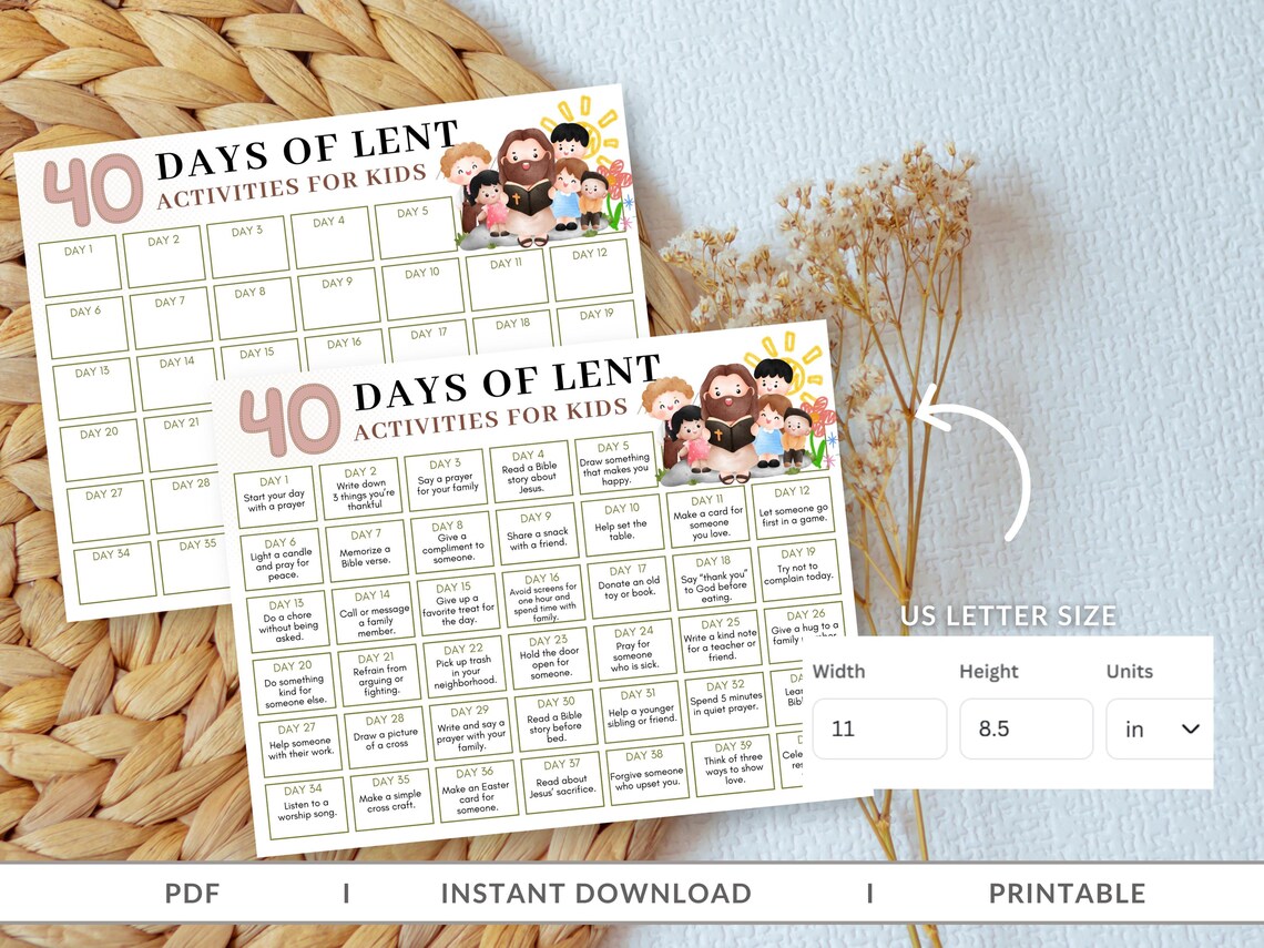 40 Days of Lent Countdown | Christian Kids Lenten Activities ...