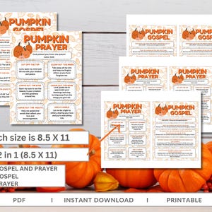 Pumpkin Prayer and Gospel Printable | Christian Fall Activity | Bible ...