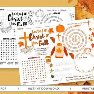 Christian Fall Activity Sheets for Kids Printable | Bible Word Search ...