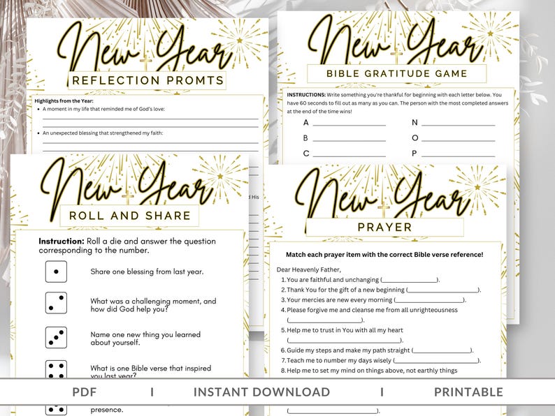 New Year Christian Games Bundle, Printable Bible Activities for Family ...