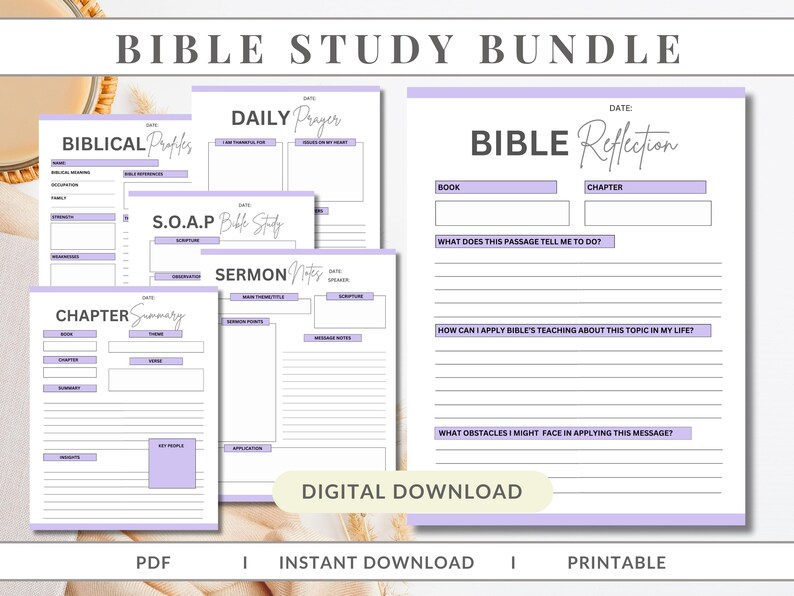 Printable Bible Study Journal Bundle: SOAP, Chapter Summary (digital ...