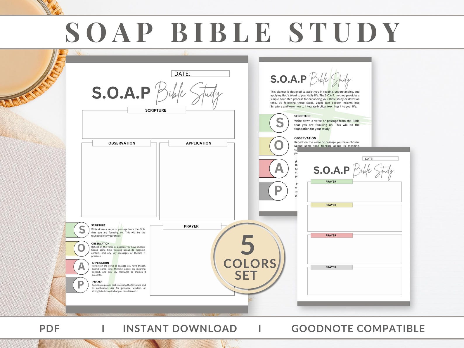 SOAP Bible Study Printable Template| Digital Bible Template | SOAP ...