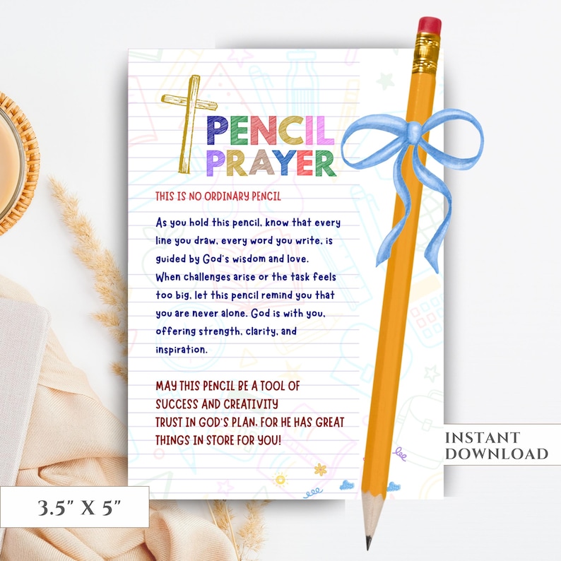 Pencil Prayer Tag, Christian School, Back to School Blessing, Christian ...