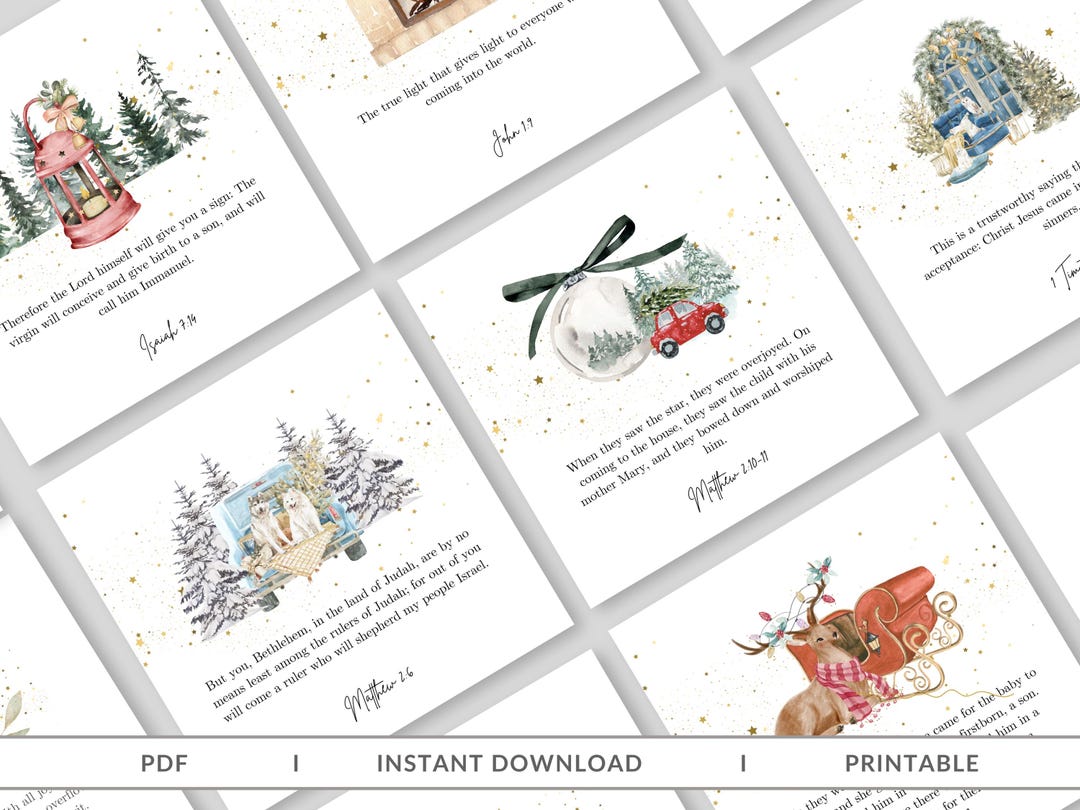 Christmas Bible Verse Cards, Bible Verse Advent Calendar, Christian ...