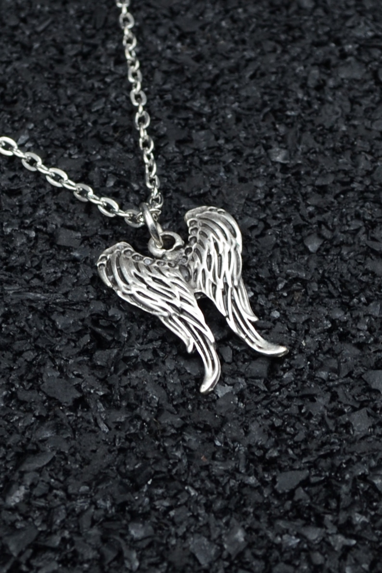 Minimal Angel Wings Men Women Silver Necklace Personalizable Different ...