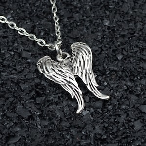 Minimal Angel Wings Men Women Silver Necklace Personalizable Different ...