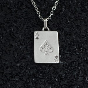 Ace of Spades Playing Poker Card Men Women Silver Necklace ...