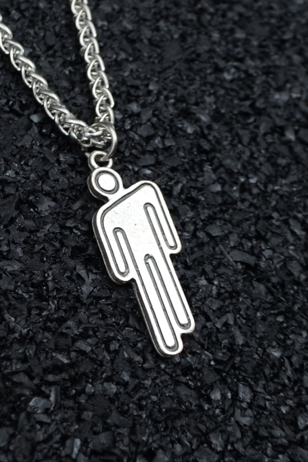 Billie Eilish Blohsh Stickman Men Women Silver Necklace Personalizable ...