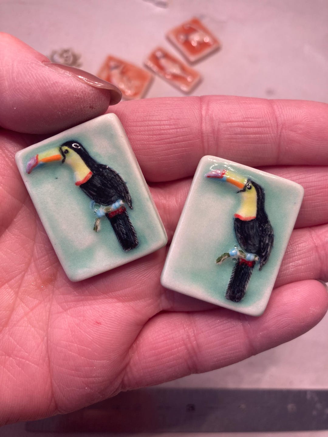 Handmade Porcelain Mini Tiles Toucan Set of 2 - Etsy