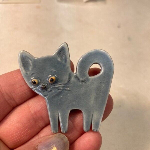 Ceramic Cat Brooch - Etsy