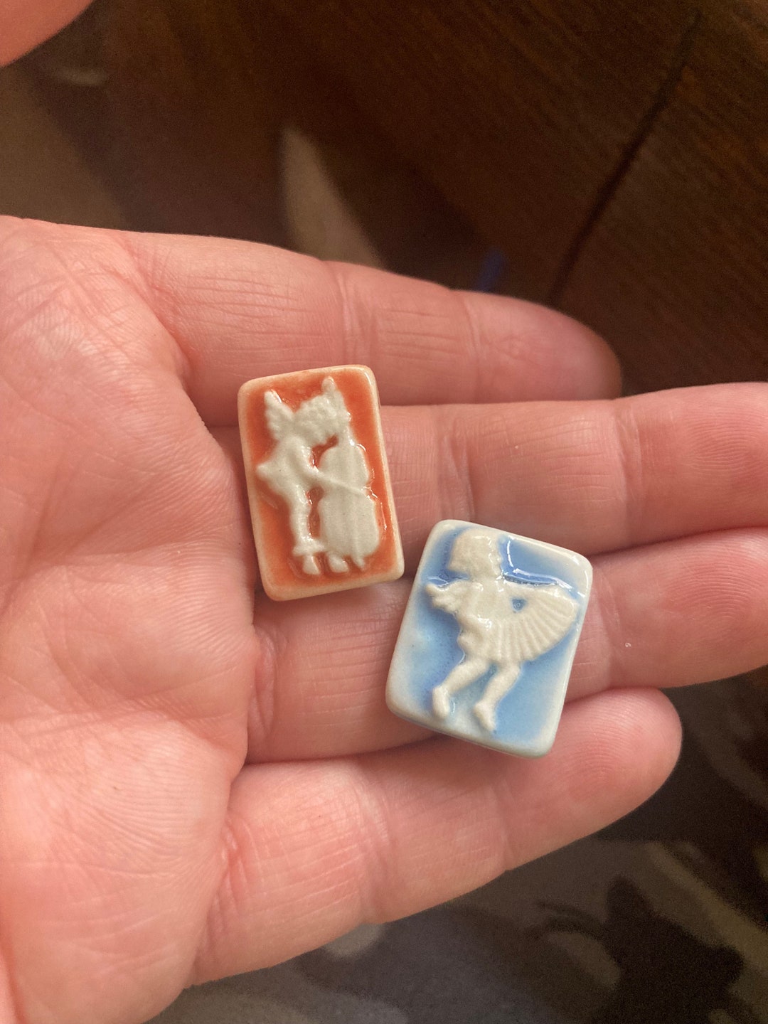 Angels Set of 2 Porcelain Ceramic Mosaic Accent Art Tile Handmade by ...